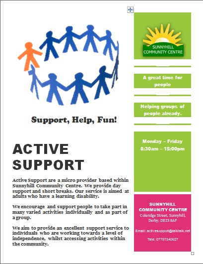 Active Support Poster | Sunnyhill Community Centre